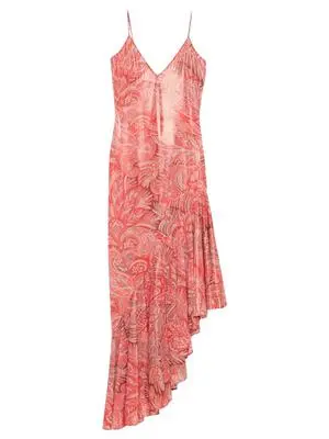 Etro Printed Asymmetrical Ruffled Dress - Multicolor