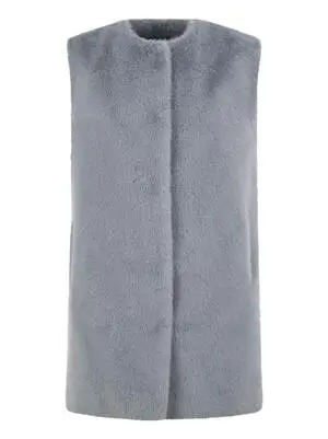 Herno Long Faux Fur-effect Sleeveless Gilet - Blue