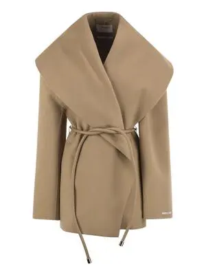 Sportmax Virgin Wool Wrap Short Coat - Black