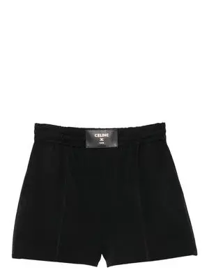 Celine Logo Wool Shorts - Black