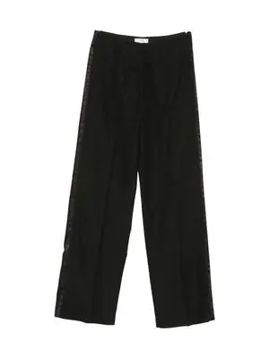 FORTE_FORTE Wool Blend Trousers With Satin Trim - Multicolor