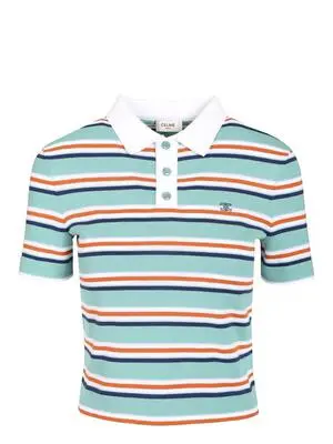 Celine Striped Cotton Polo Shirt - Multicolor