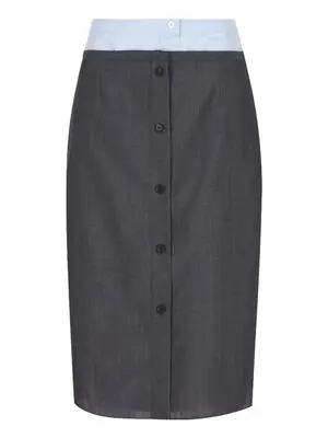 Prada Wool Midi Skirt - Multicolor