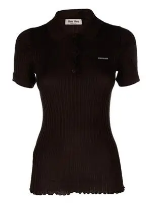 Miu Miu Ribbed Knit Polo Shirt - Multicolor