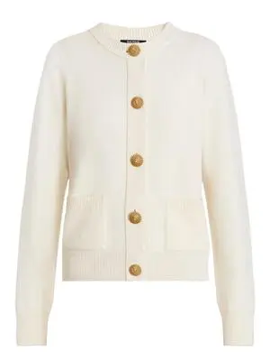 Balmain Cashmere Cardigan With Gold Lion Chain Buttons - Multicolor
