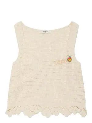 Chloé Crocheted Top With Embroidered Detail - Multicolor