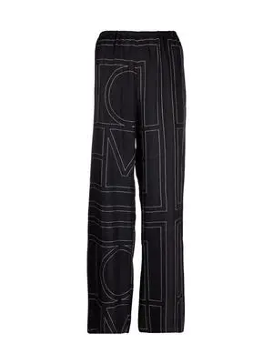 TOTEME Silk Pajama Trousers With Geometric Embroidery - Multicolor