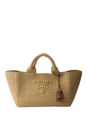 PRADA PRADA Raffia Tote Bag With Detachable Pouch