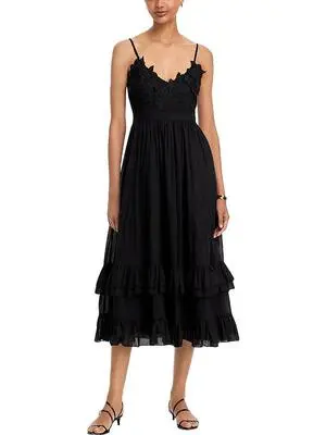Aqua Lace Bodice Maxi Dress - Black