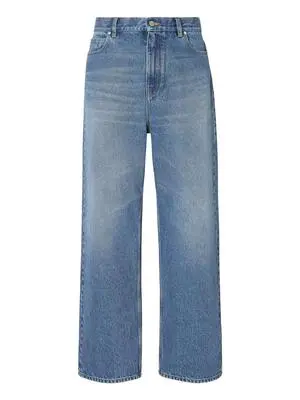 Fendi High-waist Straight Jeans With Contrasting Stitching - Navy