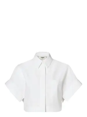 Fendi Cropped Shirt With Cocoon Sleeves - White