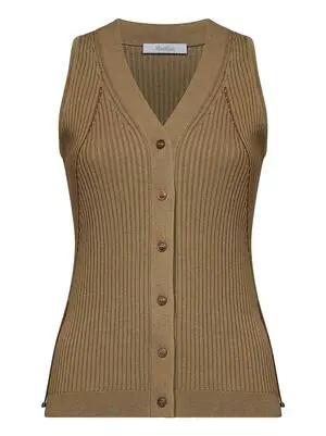 Max Mara Khaki Ribbed Knit Vest - Multicolor