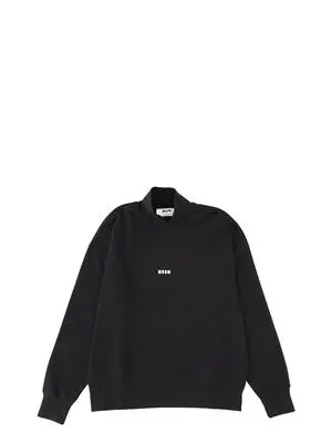 MSGM High Neck Cotton Sweatshirt With Micro Logo - Black