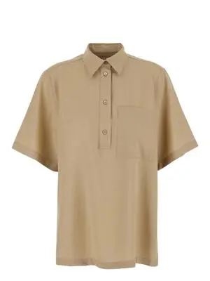 TOTEME Oversized Polo Shirt With Chest Pocket - Beige