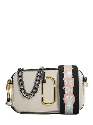 Marc Jacobs Snapshot Handbag In Textured Leather With Gold Logo Plaque Grey