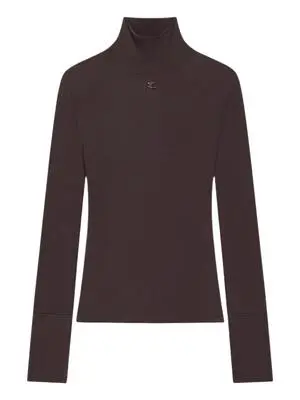 COURREGES COURRÈGES High-Neck Long Sleeve T-Shirt With Buttoned Cuffs Red