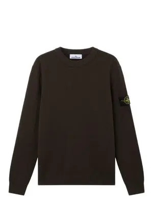 Stone Island STONE ISLAND Ribbed Neckline Wool Sweater With Badge Grigio