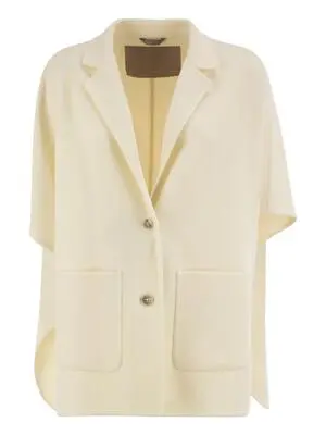 Herno Double Wool Cape With Lapel Collar - White