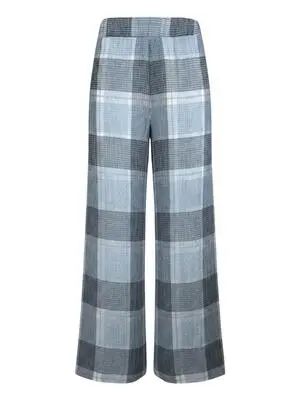 SNIDER Snider Plaid Italian Gauze Linen Wide Leg Pants