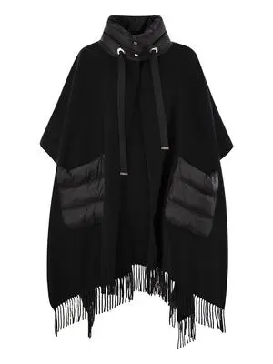 Herno Poncho In Ultralight Nylon And Wool-cashmere Blend - Black
