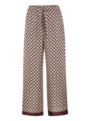 Max Mara S MAX MARA Printed Silk Twill Wide-Leg Trousers Multicolor
