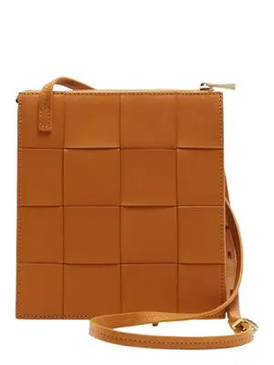 ÉCOTORIE Polly Woven Leather Shoulder Bag - Orange