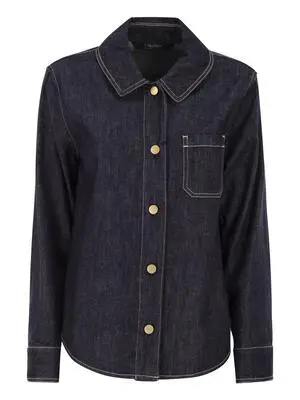 MAX MARA S Max Mara Cotton Denim Shirt With Gold Stud Buttons