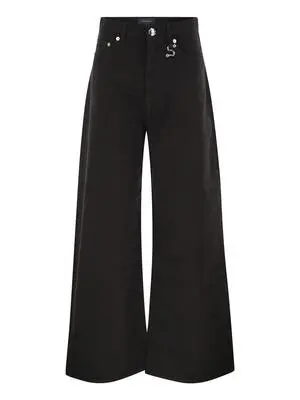 Sportmax Wide-leg Cotton Denim Jeans With Signature Metal Detail - Black