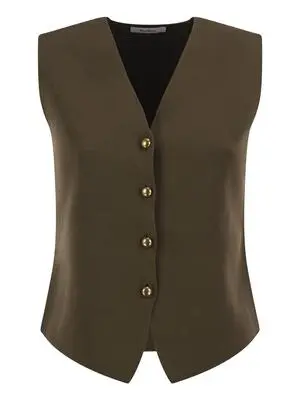 Max Mara Viscose Knit Waistcoat With Gold-tone Buttons - Yellow