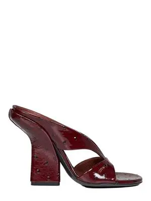Dries Van Noten Burgundy Ostrich-embossed Leather Heeled Mules - Multicolor