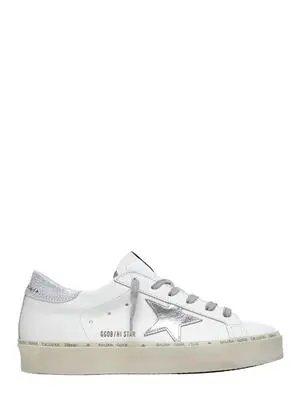 GOLDEN GOOSE White Hi Star Sneakers With Metallic Silver Accents - Multicolor