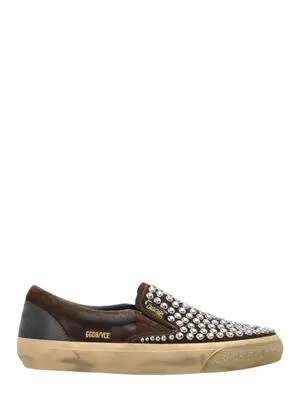 GOLDEN GOOSE Embellished Leather Slip-on Sneakers - Multicolor