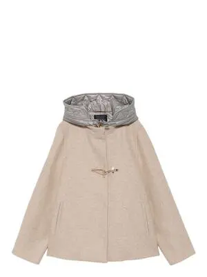 FAY Wool Hooded Cape With Toggle Fastening And Drawstring Hood - Multicolor