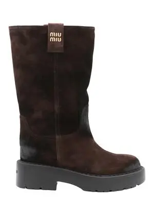 Miu Miu Suede Boots - Brown