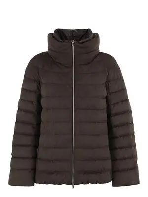 HERNO HERNO Technical Suede-Effect Down Jacket With Padded High Collar