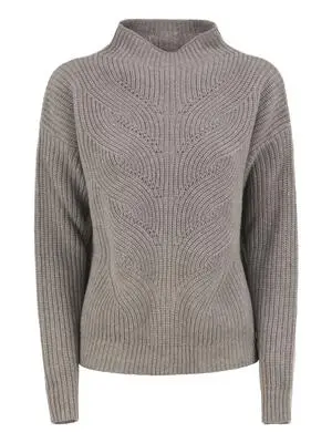 Herno Pure Wool Textured Knit High Neck Jumper - Gray