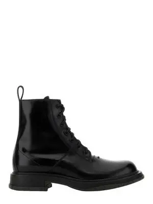 Gucci Calfskin Leather Lace-up Combat Boots - Black
