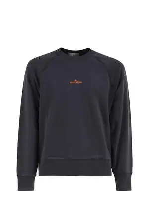 Stone Island STONE ISLAND Cotton Crew Neck Sweatshirt With Oversized Compass Back Print Blue