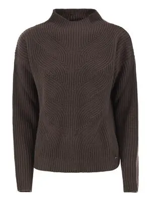 Herno Pure Wool Textured High Neck Jumper - Brown