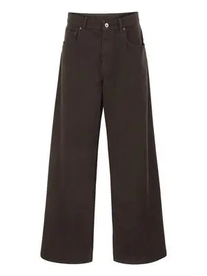 Brunello Cucinelli Relaxed Fit Embellished Denim Trousers - Brown