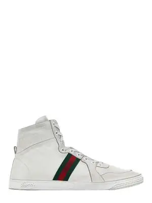 Gucci Leather High Top Sneakers - White