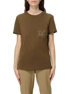 Max Mara Max Mara Cotton T-Shirt With Embroidered Pocket Green