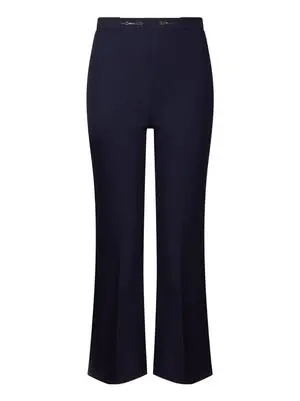 Elisabetta Franchi Pleated Flared Trousers With Horsebit Detail - Black