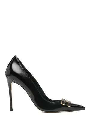Elisabetta Franchi Logo-embellished Pointed-toe Stiletto Heels - Black