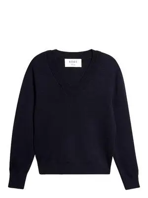 RÓHE Double V-neck Merino Wool Sweater - Navy