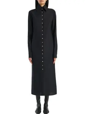 Khaite Ivanna Organza Midi Shirtdress - Black