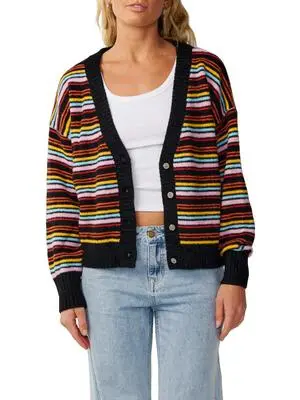 Rip Curl Surf Revival Striped Jacquard Cardigan - Black/multi