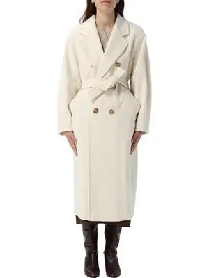 Max Mara Double Breasted Belted Coat - White