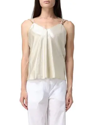 Max Mara Metallic V-neck Spaghetti Strap Top - Gold
