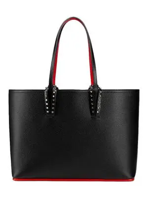 CHRISTIAN LOUBOUTIN Christian Louboutin Black Calf Leather Tote Bag With Silver Tone Studs Black
